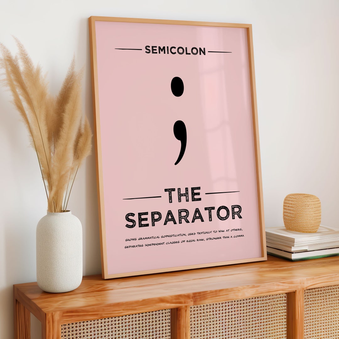 Funny Semicolon Art Print, Grammar Wall Art, Educational Poster ...