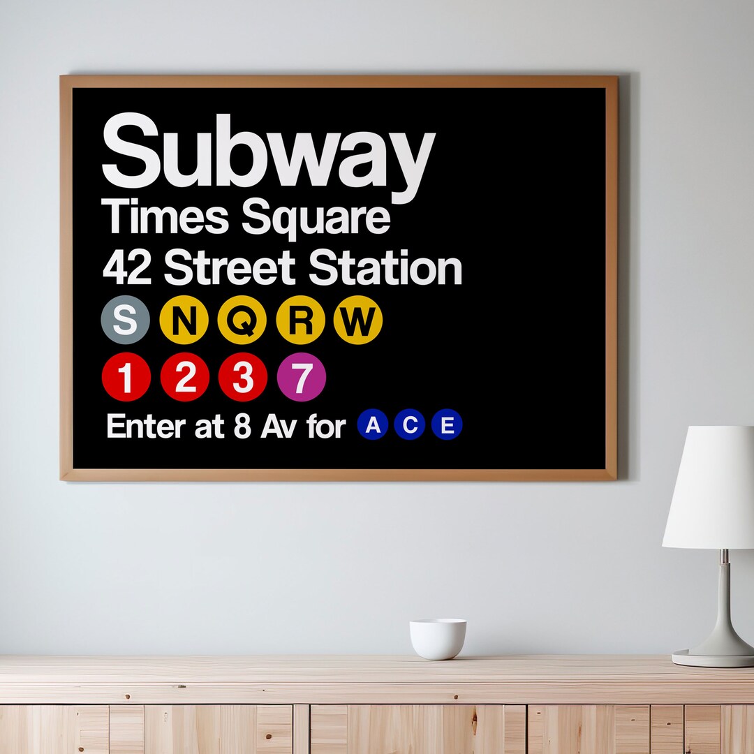 New York Subway Sign, NYC Train Station Print, Times Square Poster, New ...