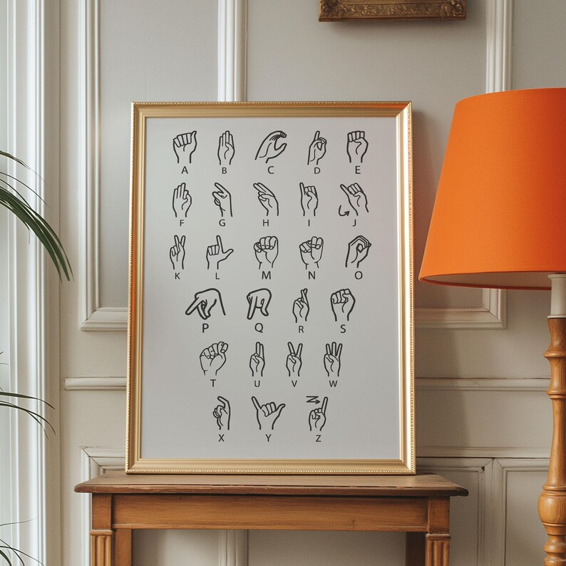 ASL American Sign Language Art, Alphabet Poster, Educational Print ...