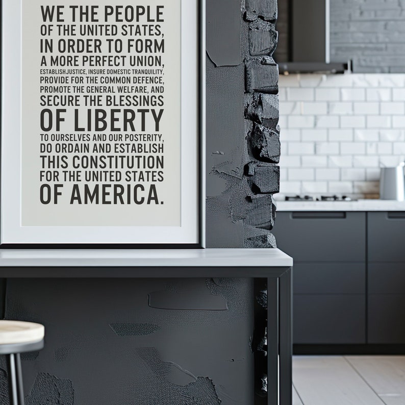 We the People Print, the Constitution Preamble Text, Historical Wall ...