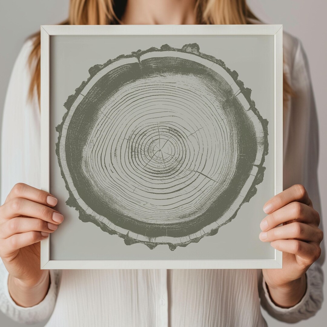 Printable Tree Ring Wall Art, Wood Stump Nature Art Print, Nordic Tree ...