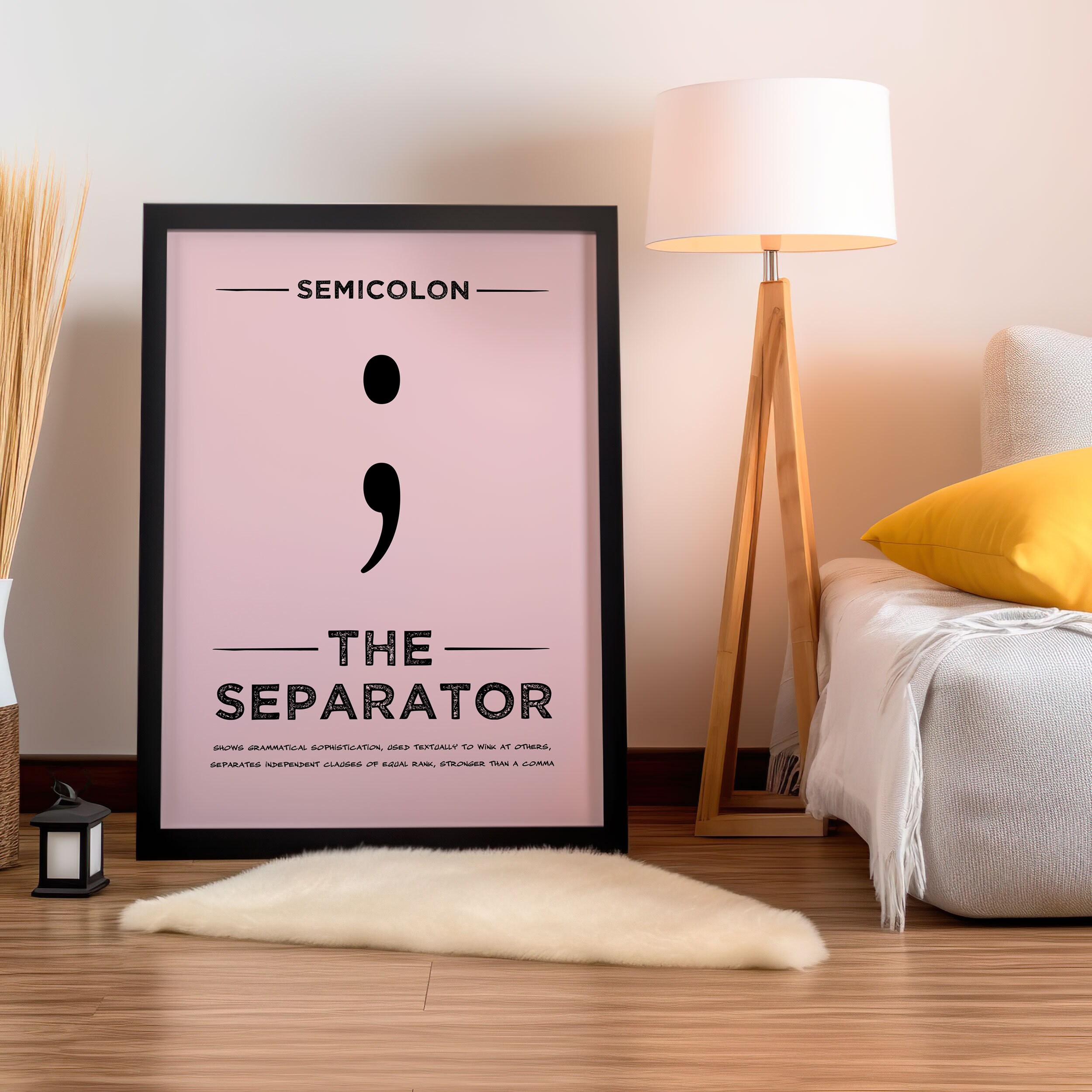 Funny Semicolon Art Print, Grammar Wall Art, Educational Poster ...