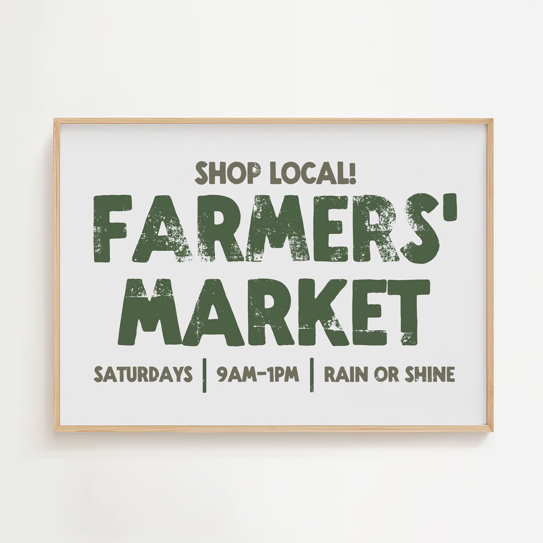 Farmers Market Printable Wall Art, Farmhouse Print, Shop Local Art ...