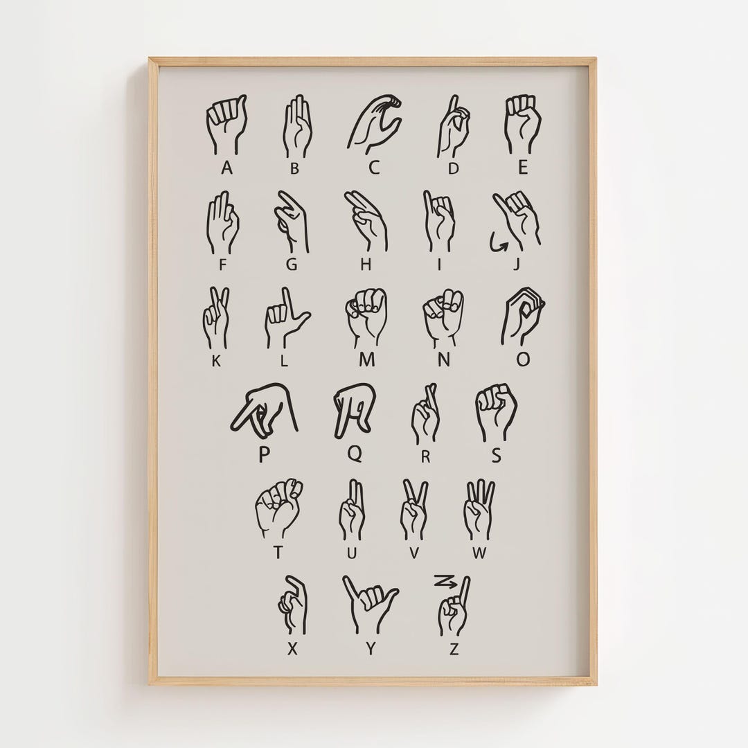 ASL American Sign Language Art, Alphabet Poster, Educational Print ...
