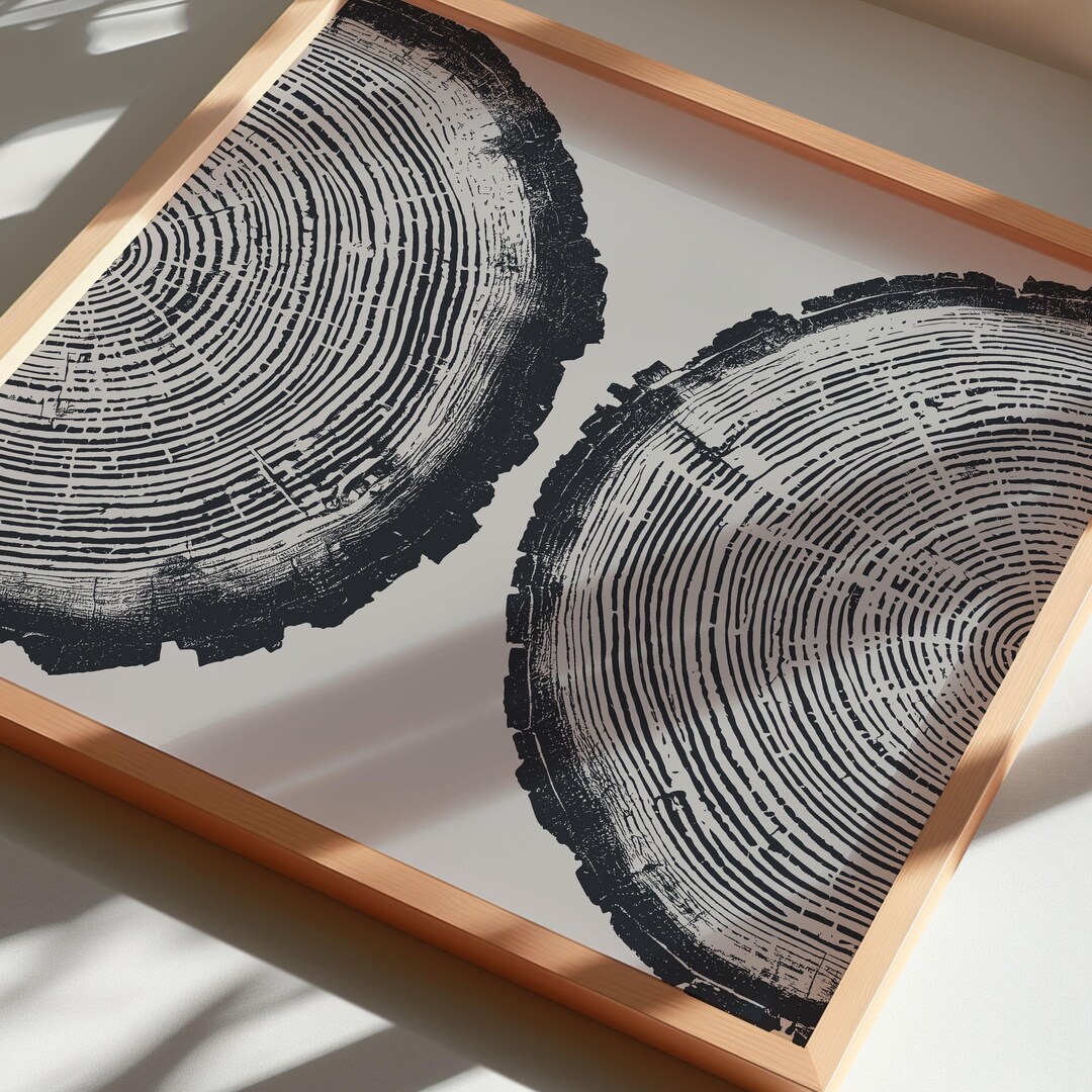 Printable Tree Ring Wall Art, Wood Stump Nature Art Print, Nordic Tree ...