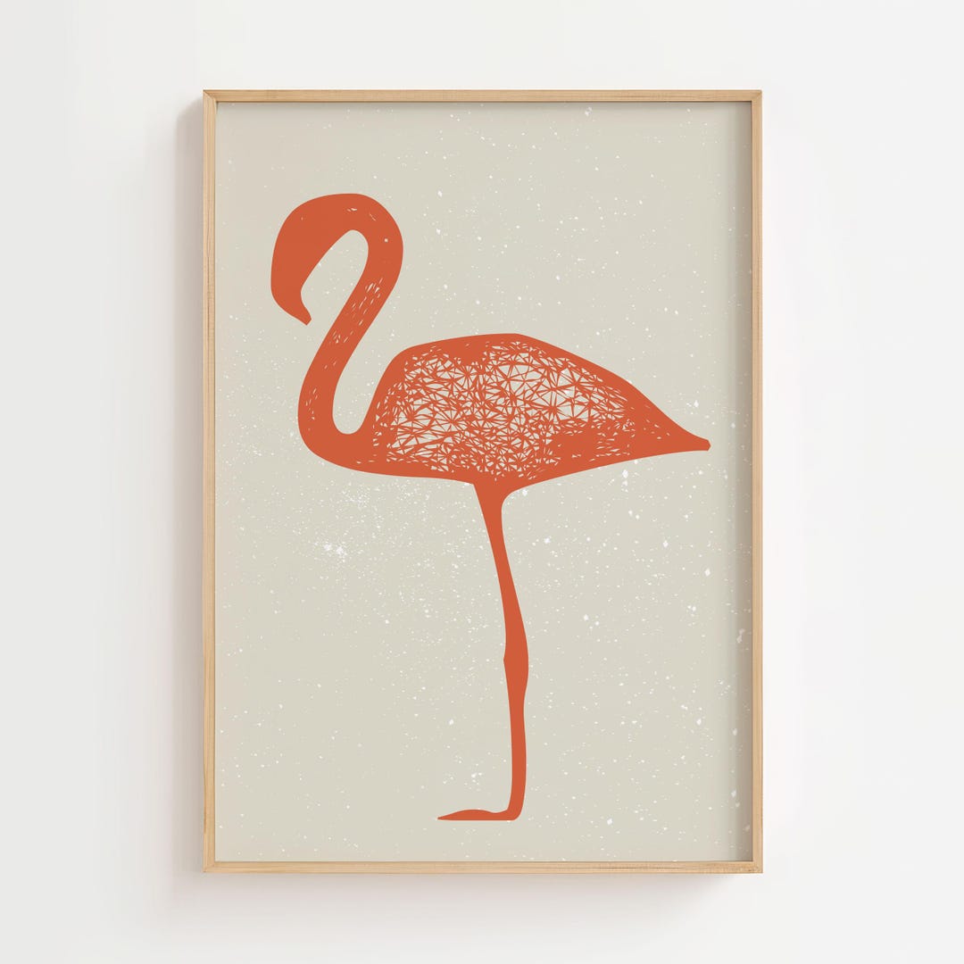 Printable Flamingo Art Print, Jungle 3D Geometric Polygon Wall Art ...