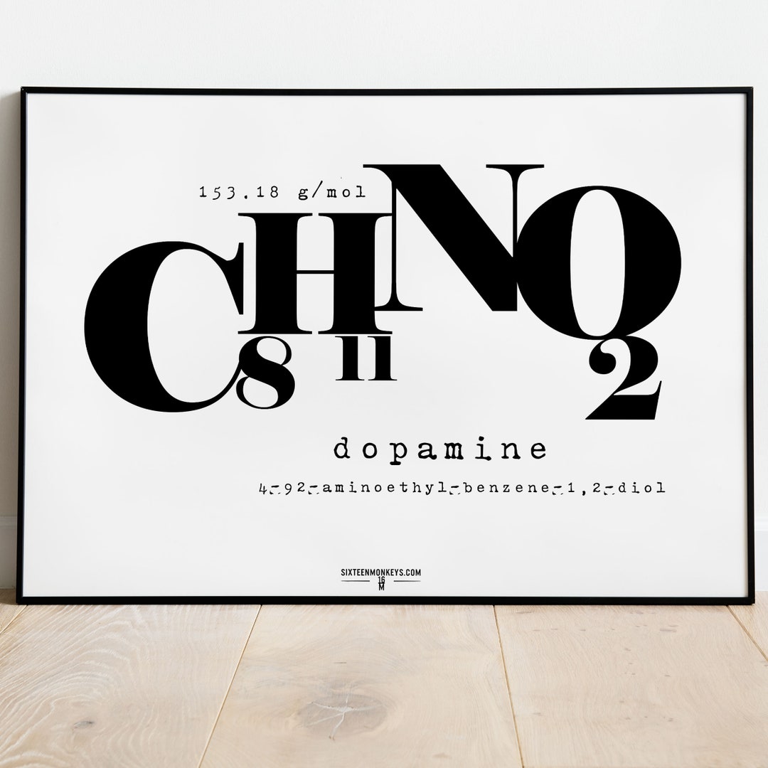 Dopamine Art Print. Chemistry Poster. Gift for Therapist. Gift for ...
