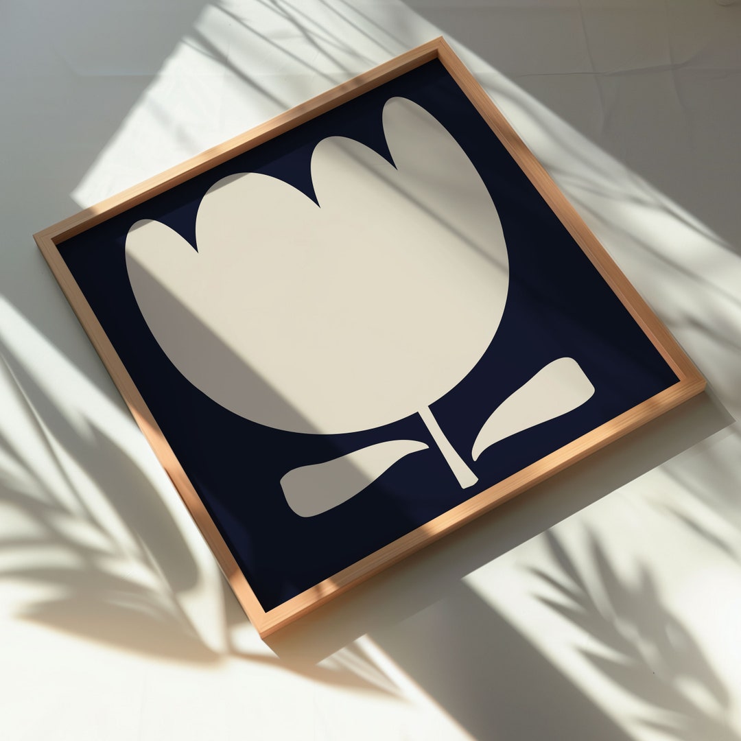 Navy Blue Tulip Print, Tulip Wall Art, Abstract Flower Poster ...