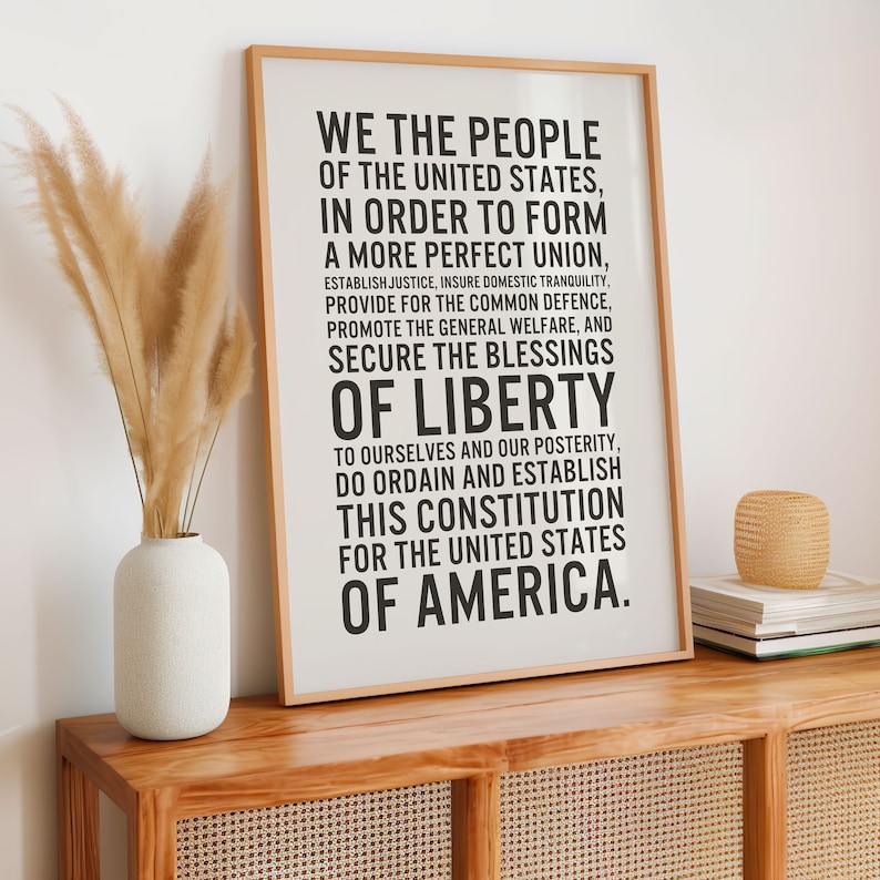 We the People Print, the Constitution Preamble Text, Historical Wall ...