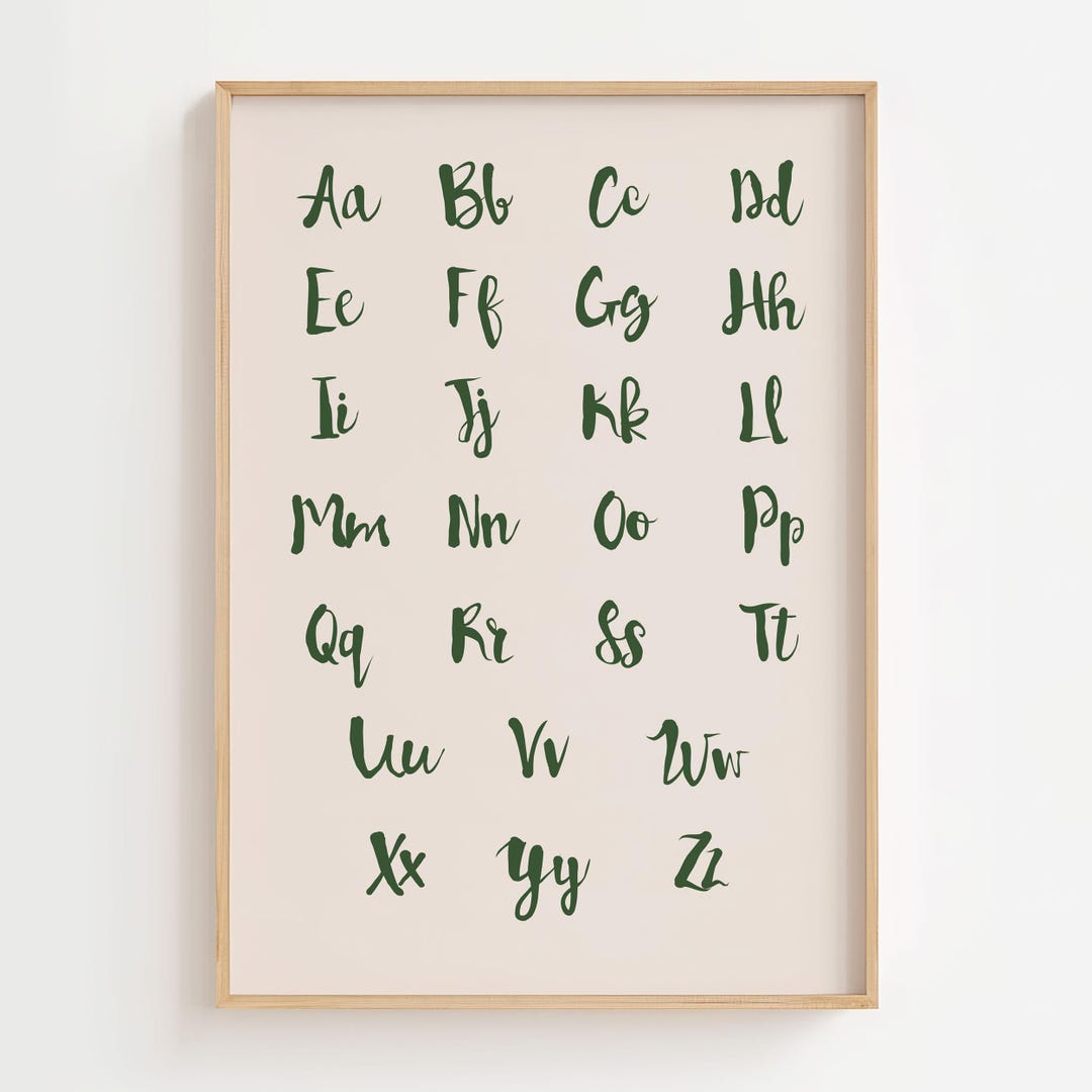 Printable Alphabet Print, ABC Learning Wall Decor, Educational Wall ...