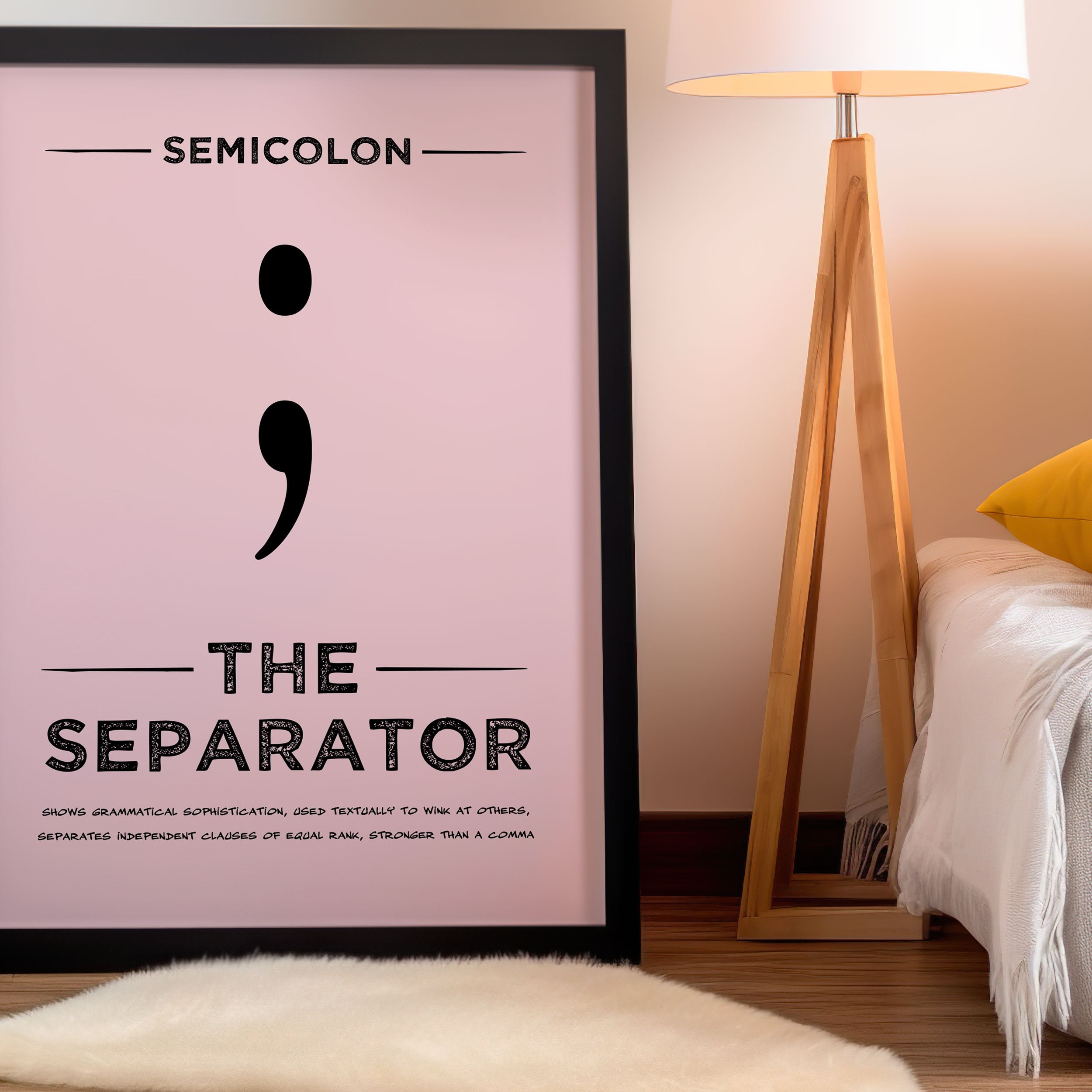Funny Semicolon Art Print, Grammar Wall Art, Educational Poster ...