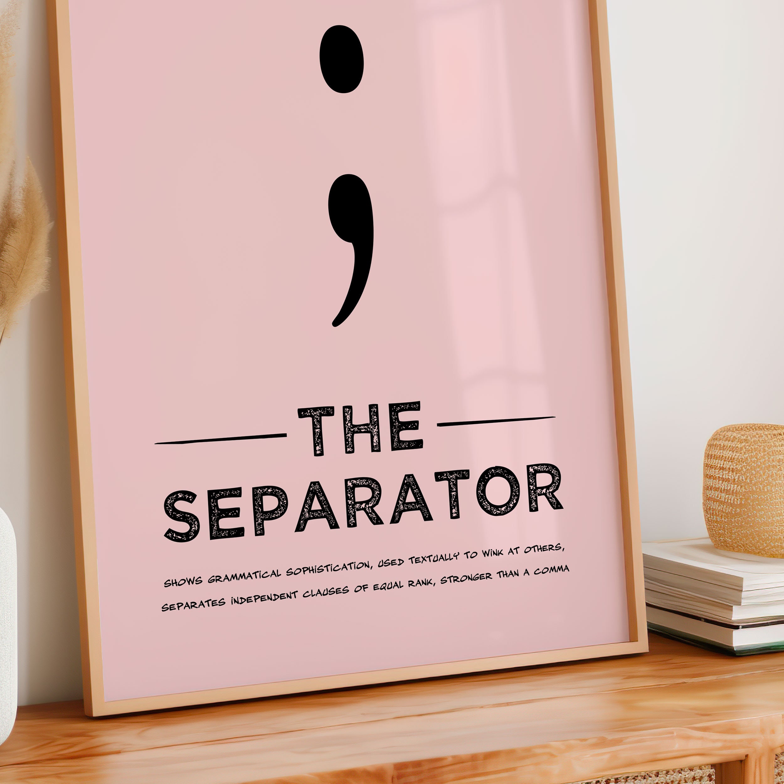 Funny Semicolon Art Print, Grammar Wall Art, Educational Poster ...