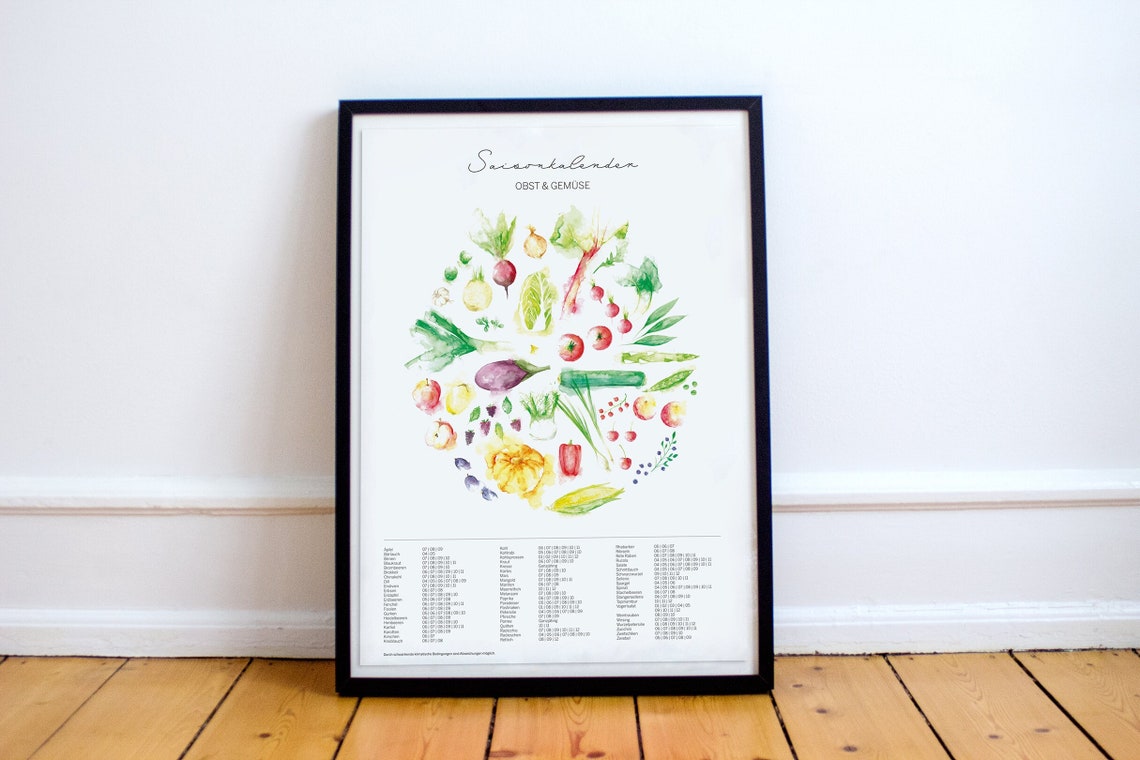 Seasonal Fruits and Vegetables Art Print Cooking Poster - Etsy