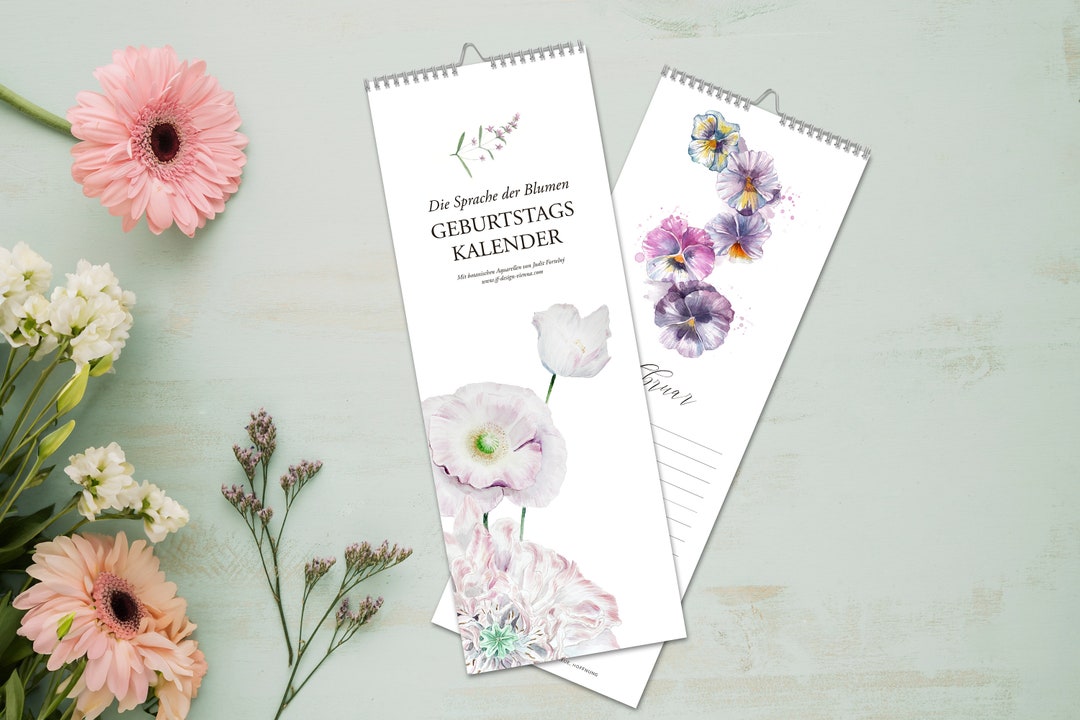 Slim Perpetual Calendar / Birthday Calendar, Birth Flowers, Art ...