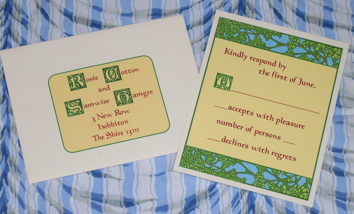 The Shire Hobbit LOTR Samwise Middle Earth Wedding Invitation - Etsy