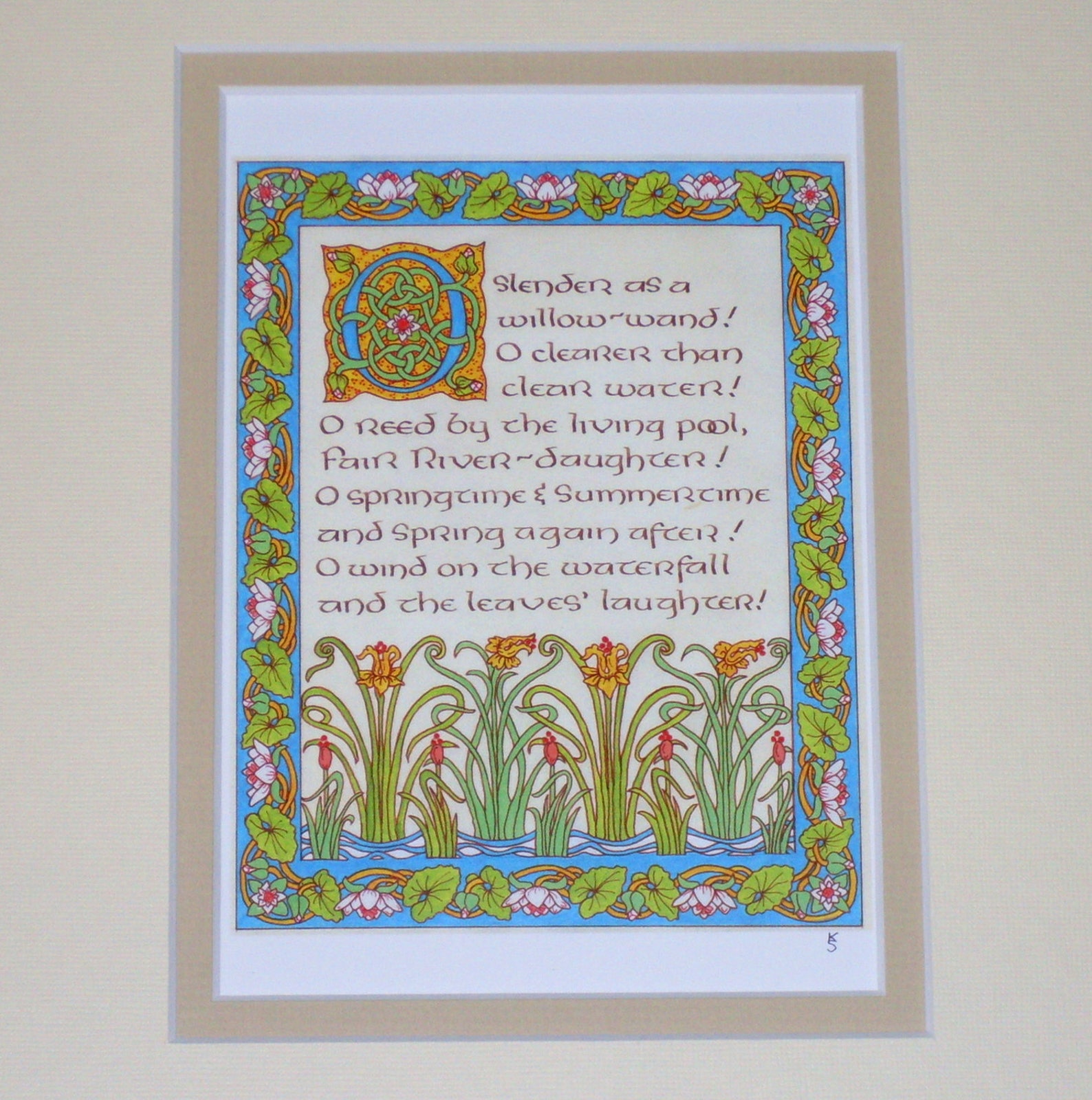 Tolkiens LOTR Goldberry Water Lily Illustrated Calligraphy - Etsy