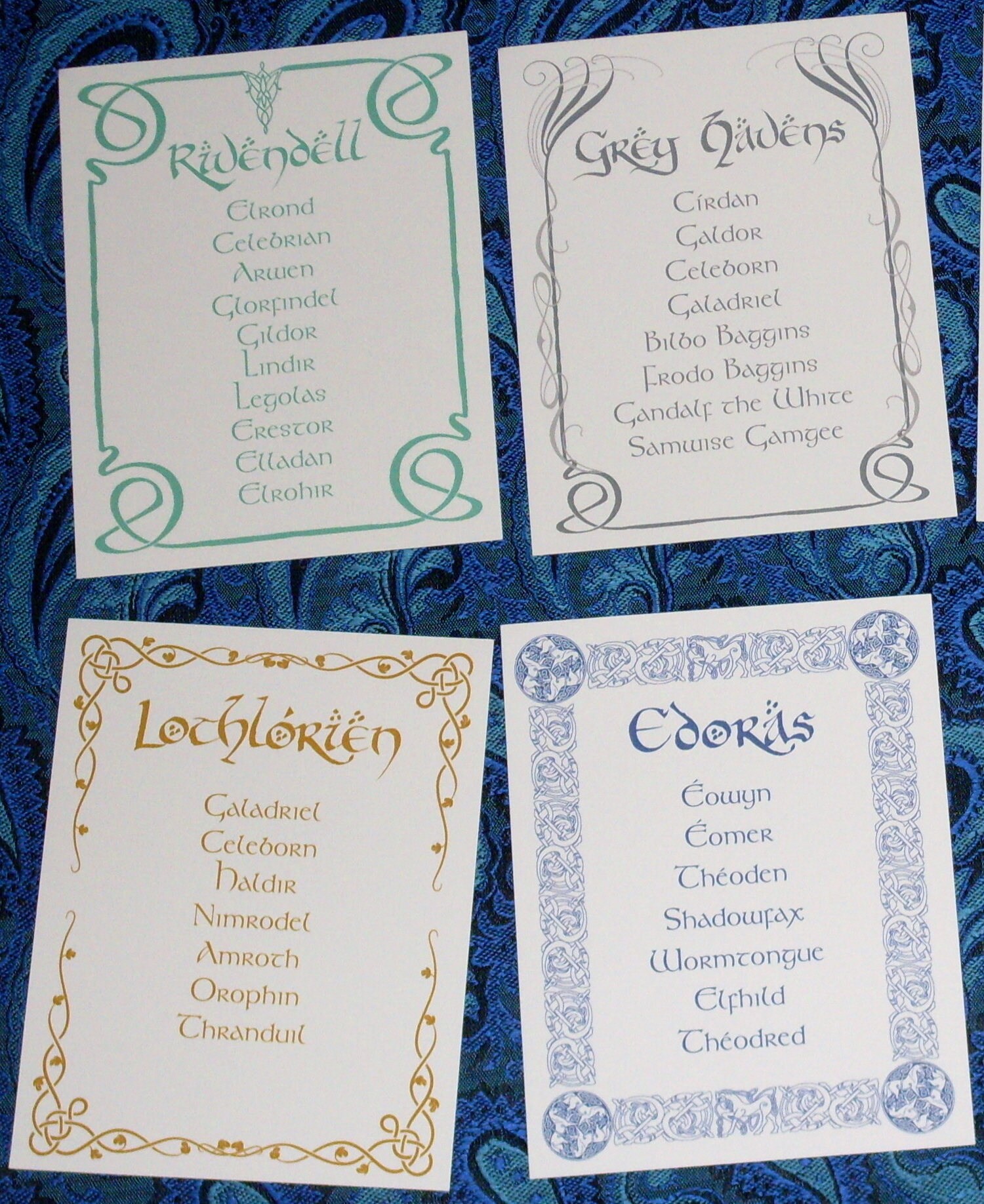 LOTR Middle Earth Hobbit Tolkien Table Seating Assignment - Etsy