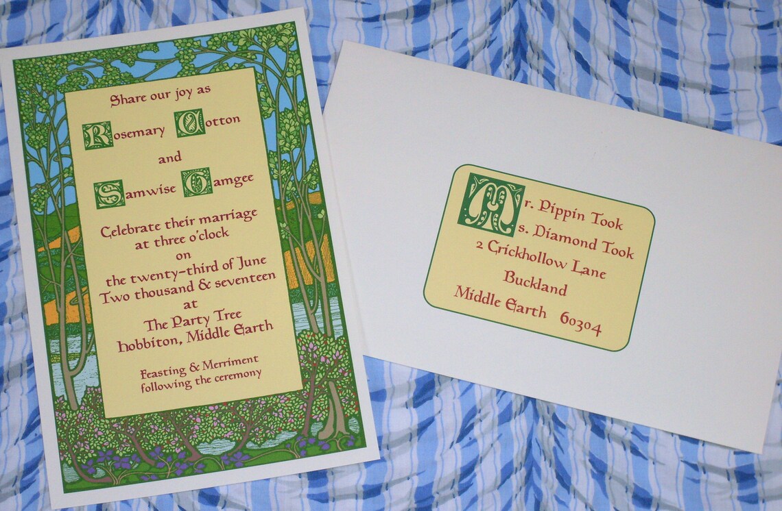 The Shire Hobbit LOTR Samwise Middle Earth Wedding Invitation - Etsy