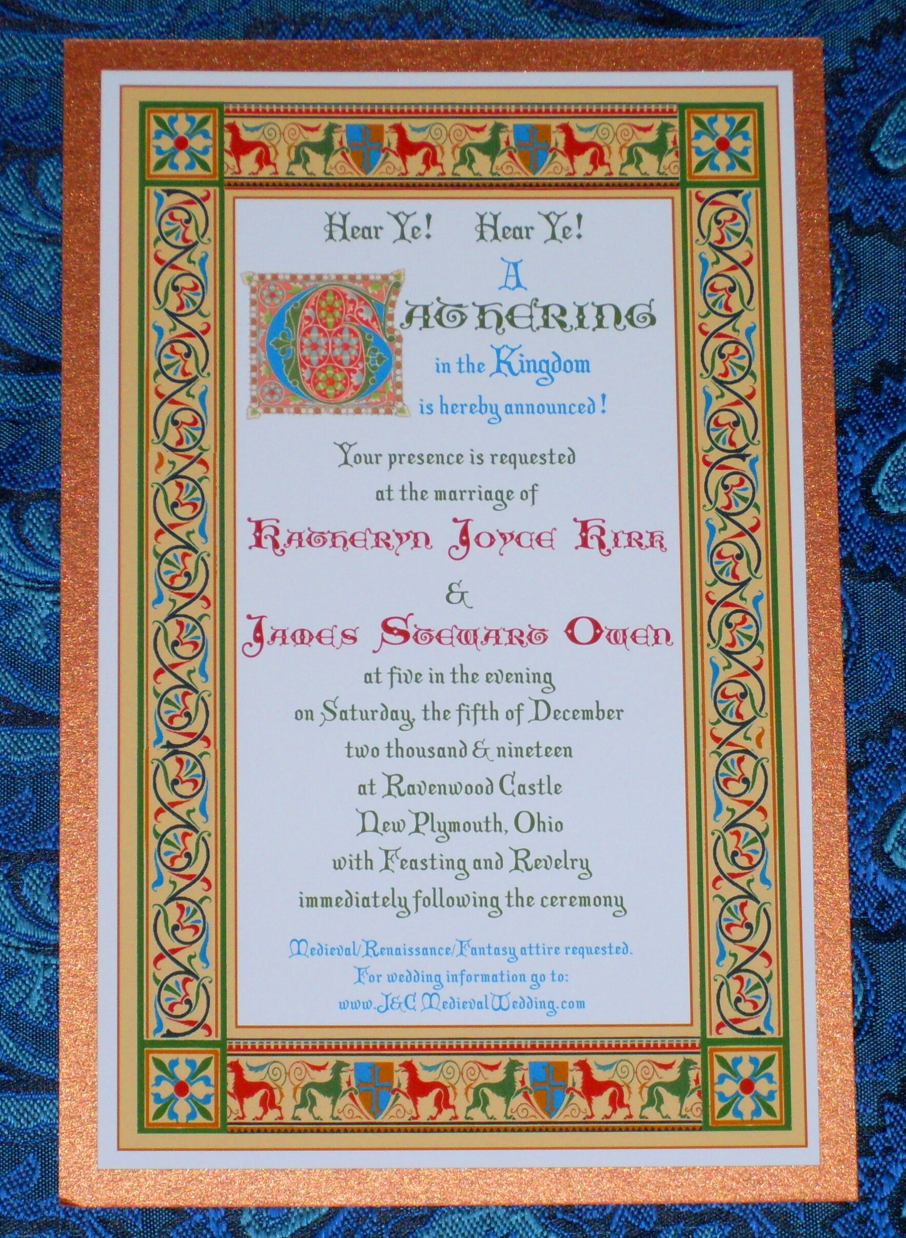 Royal Renaissance Wedding Invitation: Medieval Lions, Metallic Sample ...