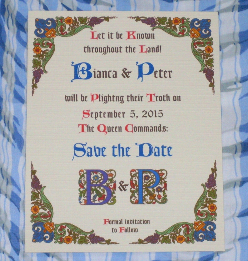Renaissance Invitation Medieval Invitation Royal Wedding - Etsy