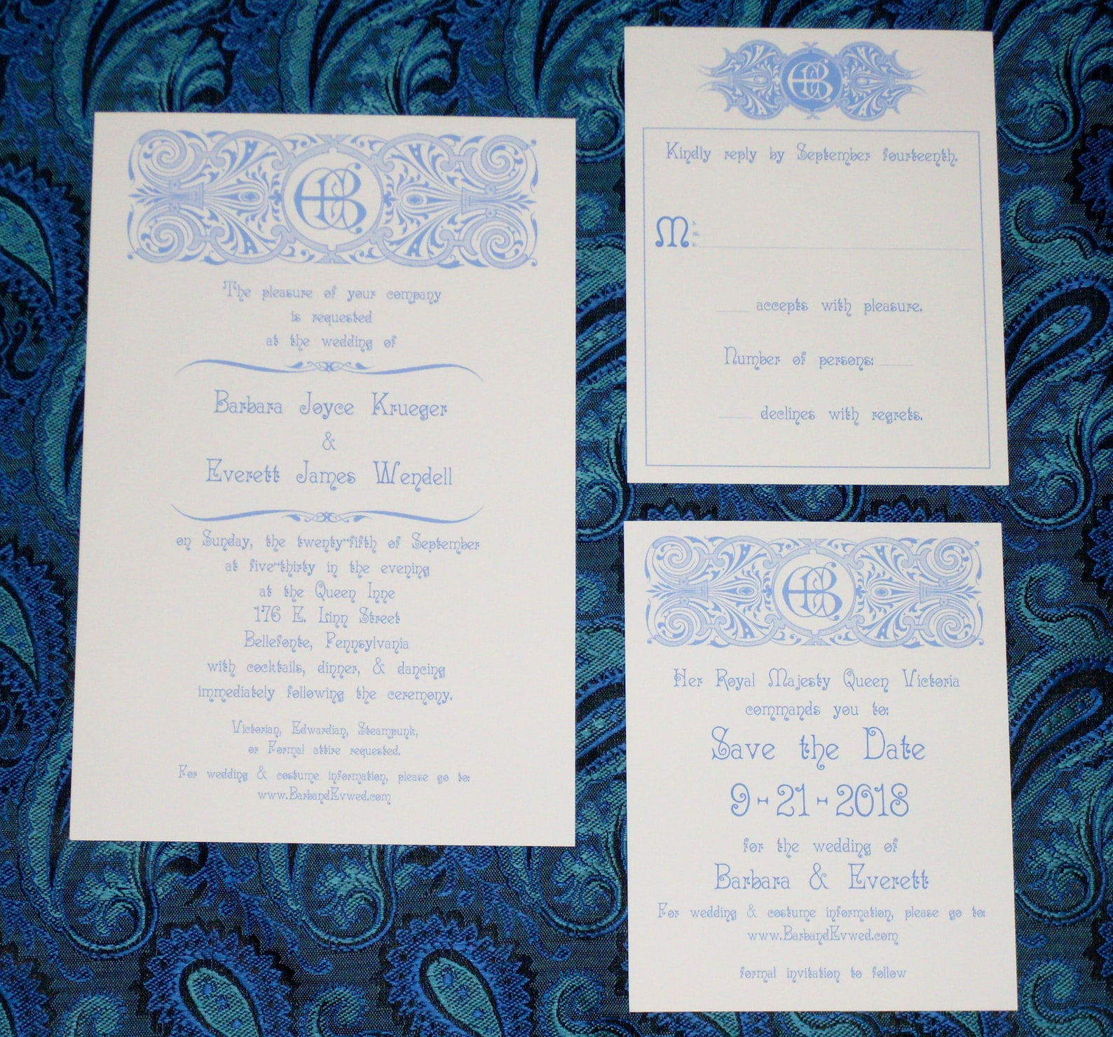 Victorian Invitation Edwardian Invitation Art Nouveau Blue - Etsy