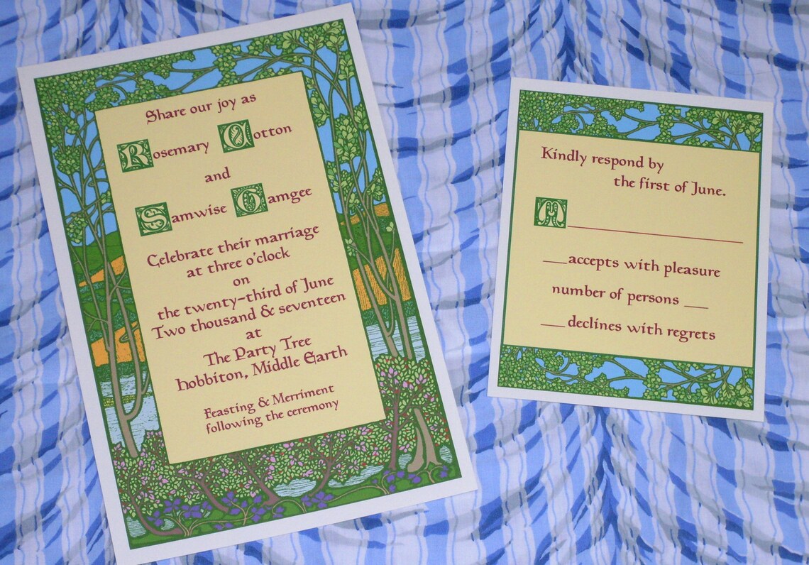 The Shire Hobbit LOTR Samwise Middle Earth Wedding Invitation - Etsy