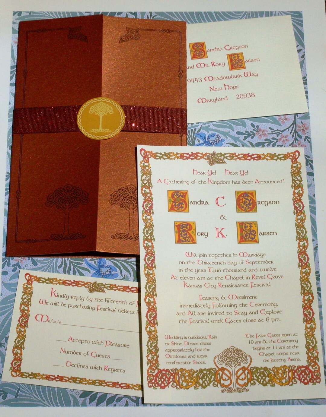 LOTR Invitation, Celtic Invitation, White Tree of Gondor Copper ...