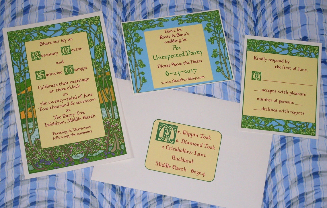 The Shire Hobbit LOTR Samwise Middle Earth Wedding Invitation | Etsy