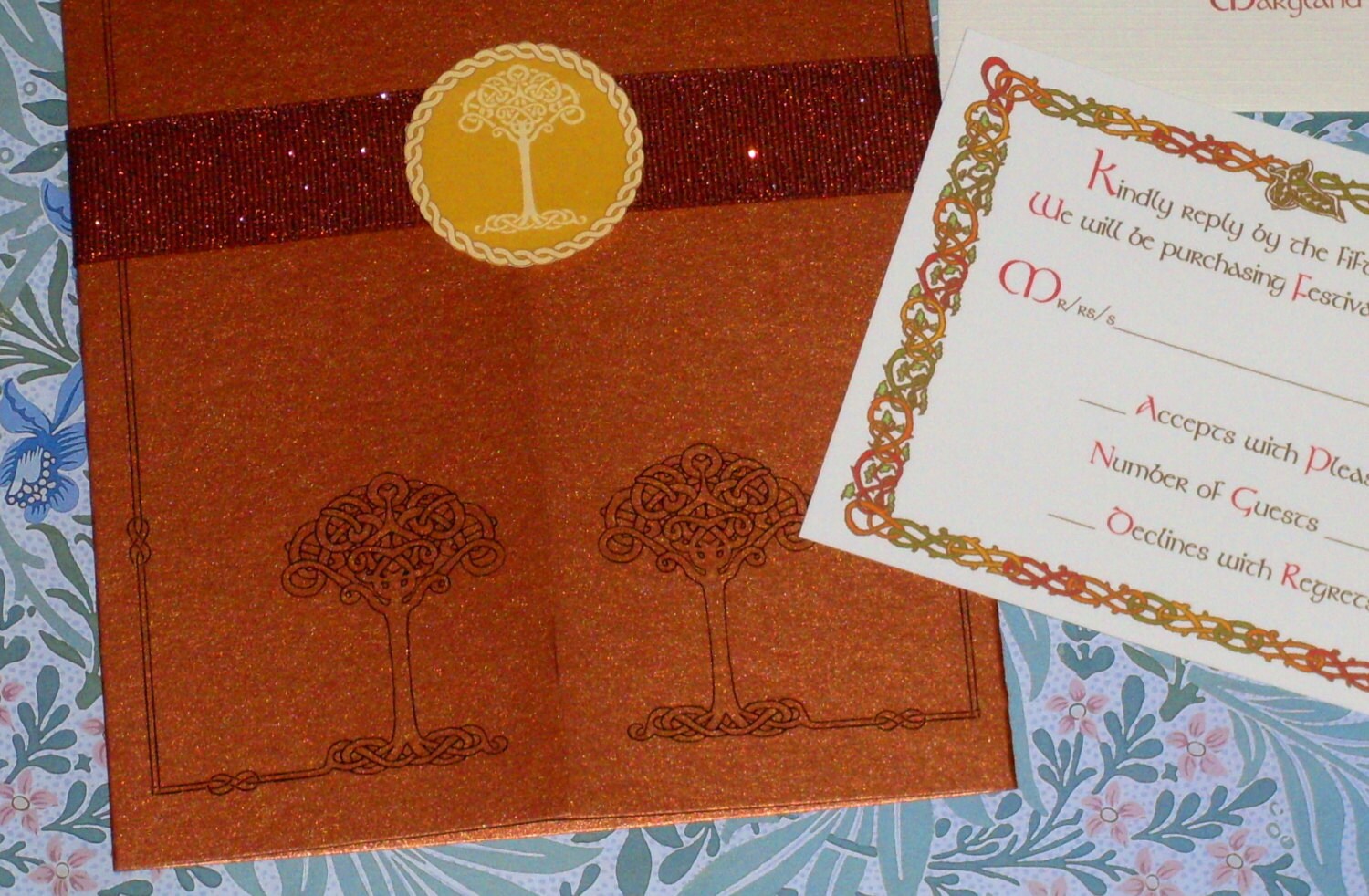 LOTR Invitation Celtic Invitation White Tree of Gondor - Etsy