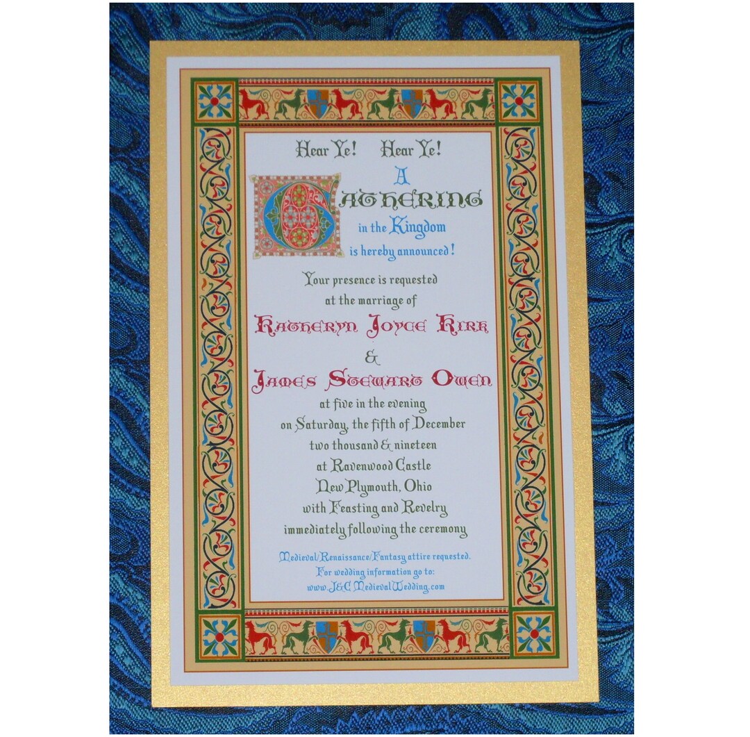 Royal Renaissance Wedding Invitation: Medieval Lions, Metallic Sample ...