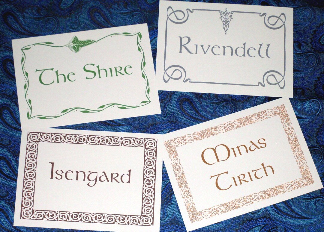 10 LOTR, Hobbit, Middle Earth, Dwarf, Elven Wedding Table Name Cards - Etsy