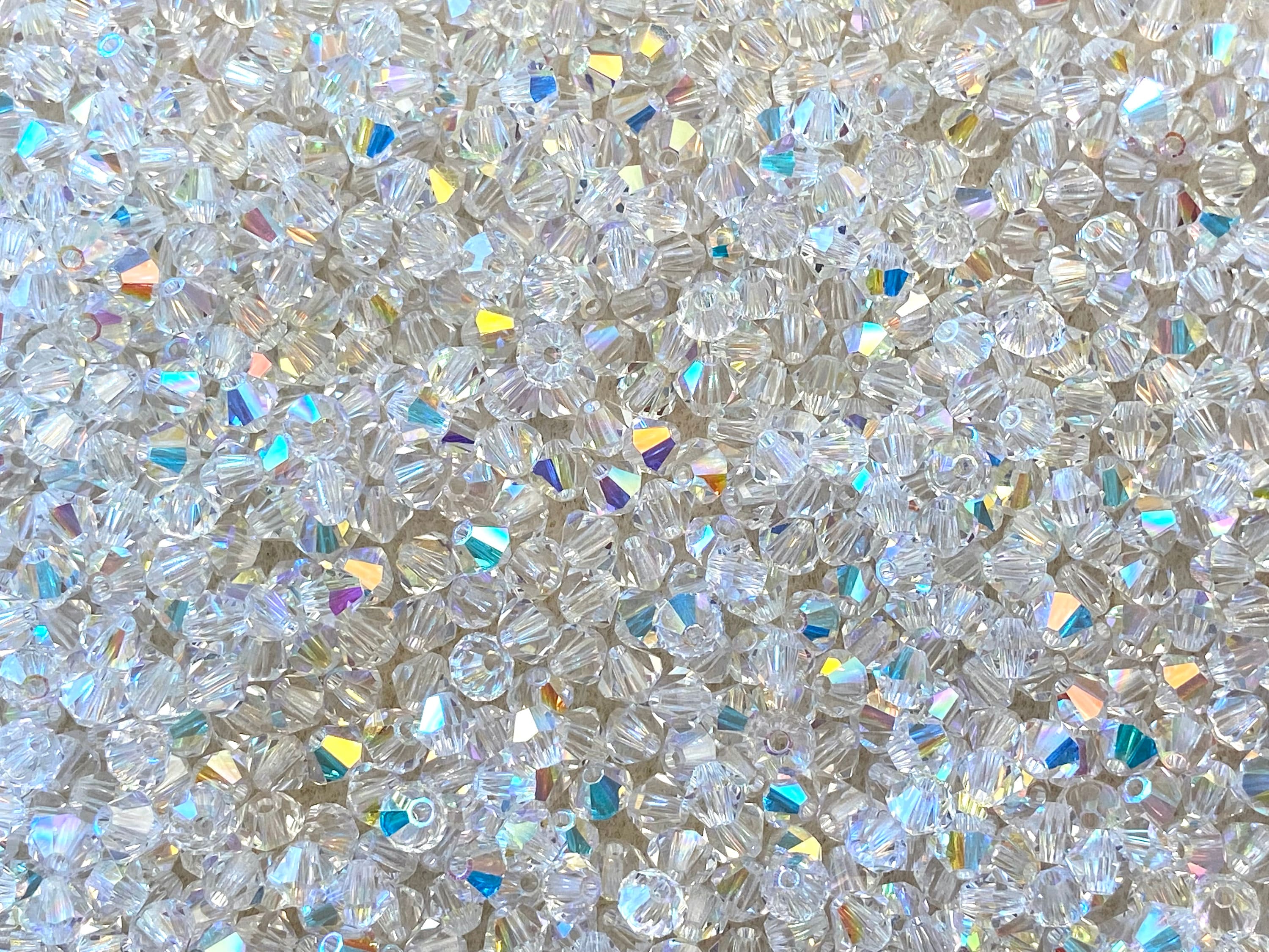 4mm AB Crystal Bicone Beads: Iridescent Aurora Borealis Preciosa Xilion ...