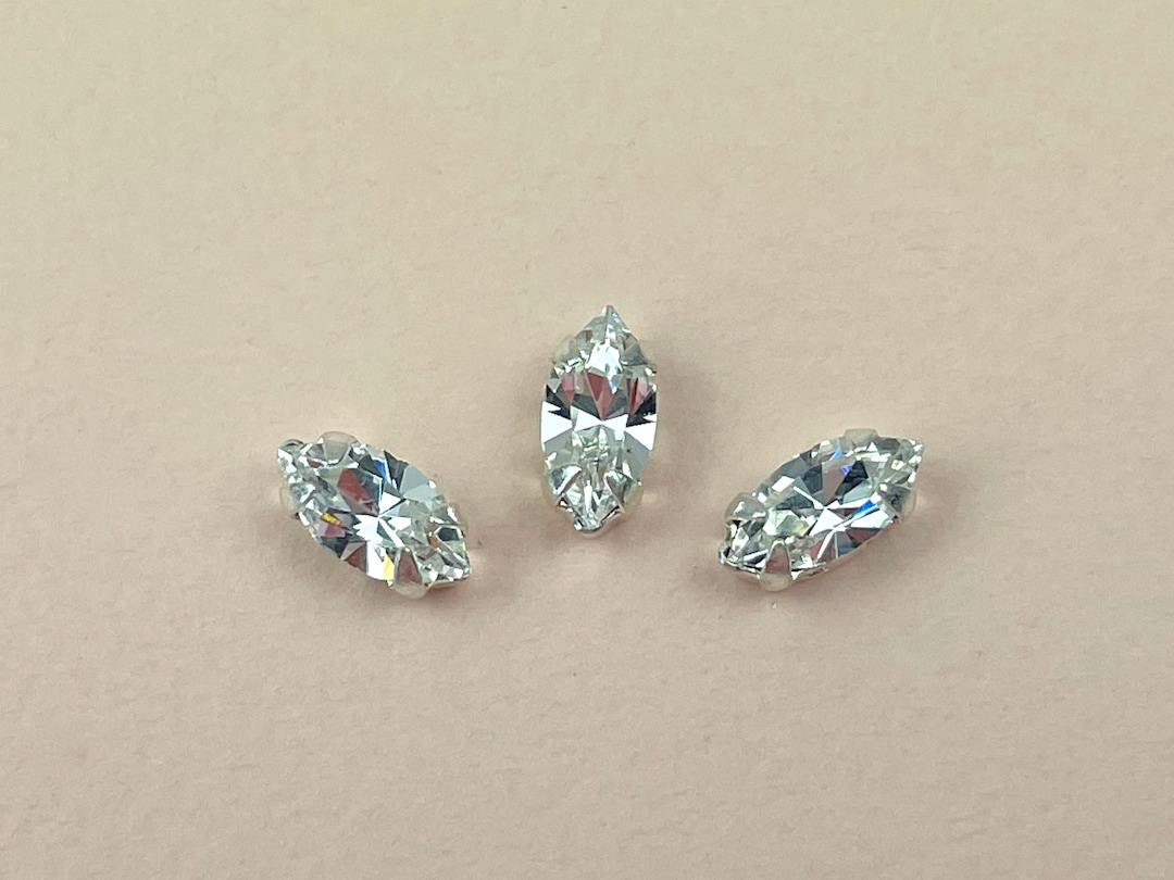 Crystal Navettes , 10 X 5mm Navette in Setting, Marquise, Sew on Stone ...