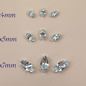 Crystal Navettes , 10 X 5mm Navette in Setting, Marquise, Sew on Stone ...