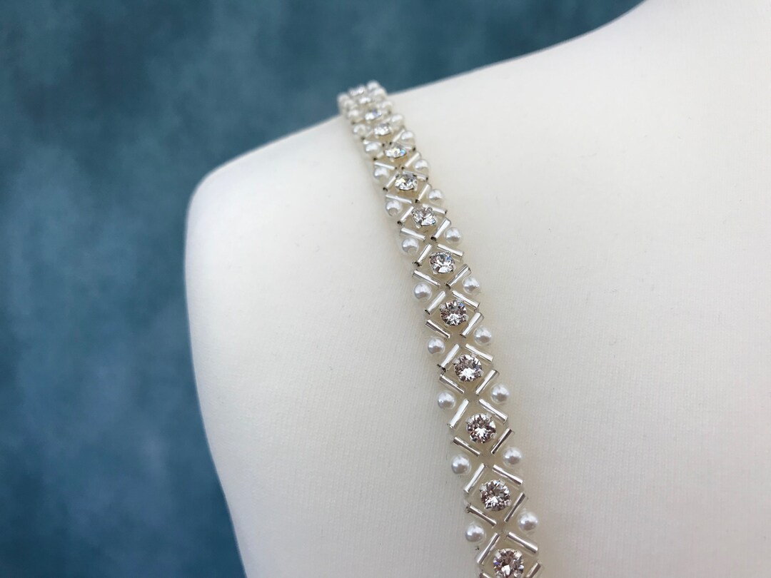 Pair of Silver and Pearl Attachable Beaded Straps, Wedding Dress Straps ...