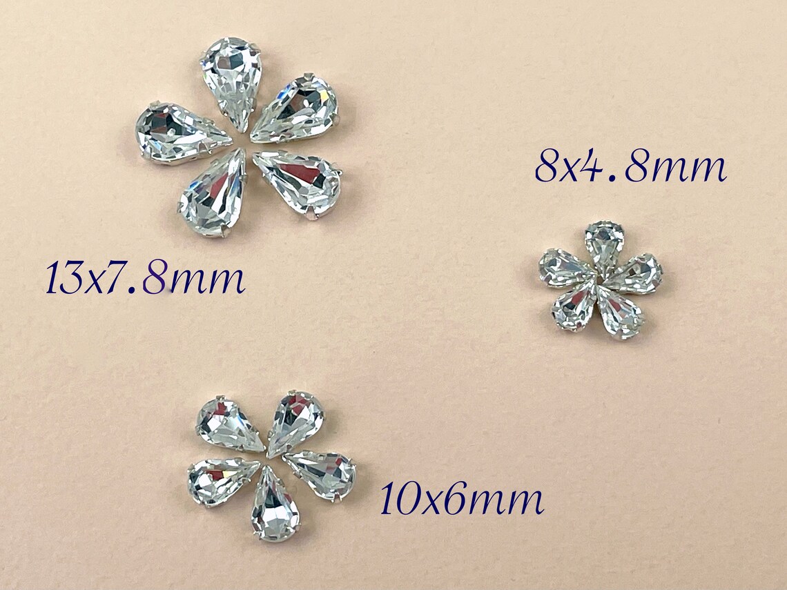 Crystal Pears 8 X 4mm Pear in Setting 10 X 6mm Pear in - Etsy UK