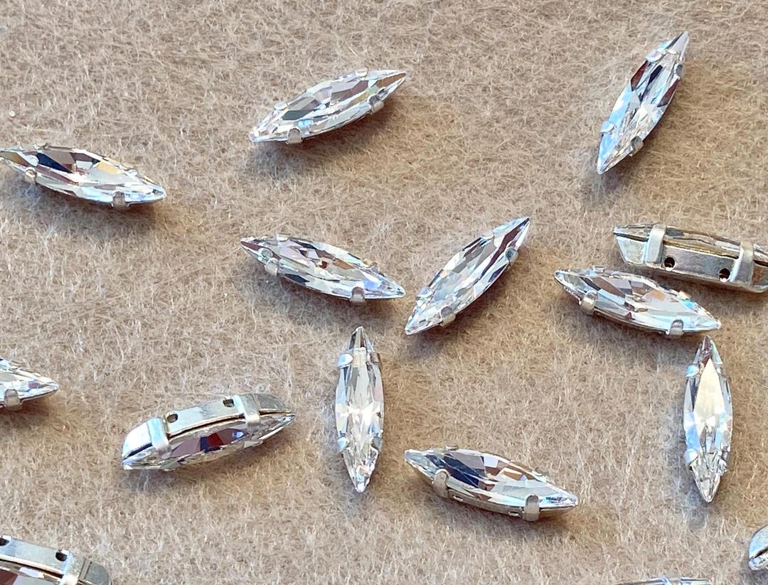 Preciosa Slim Crystal Navettes , 15 X 4mm Navette in Setting, Marquise ...
