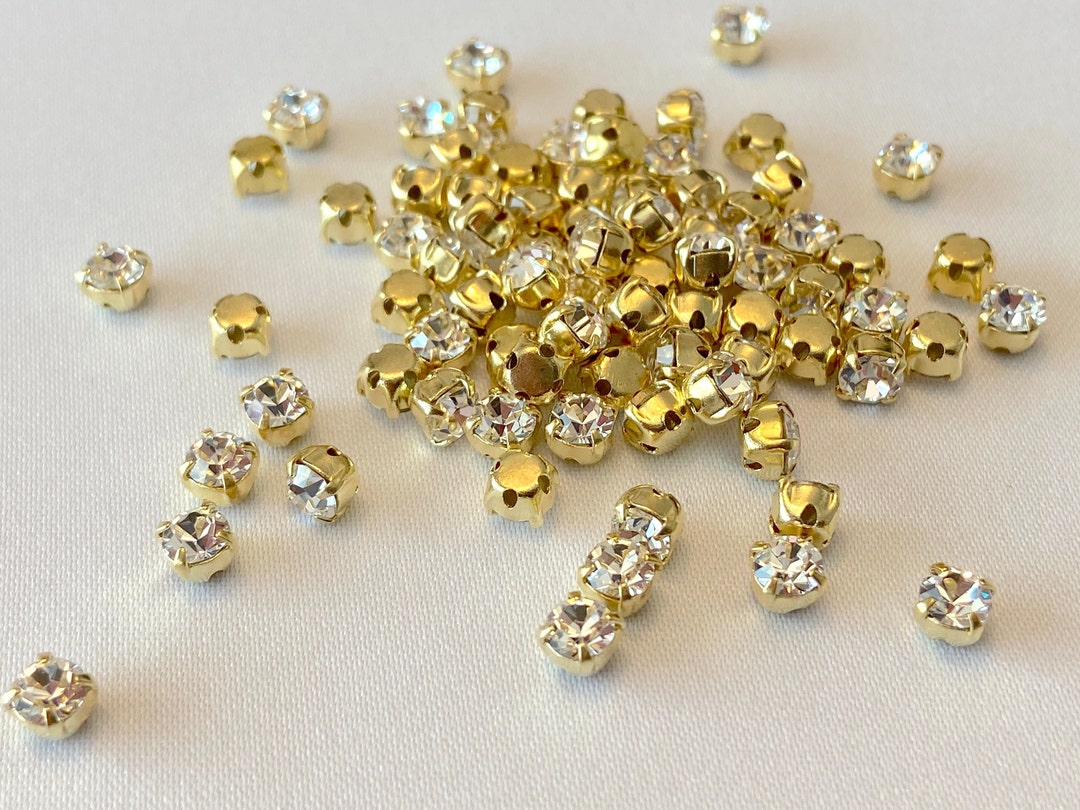 4mm Chaton Montees, 16ss in Gold Setting ,4mm Chaton, Sew on Stone ...