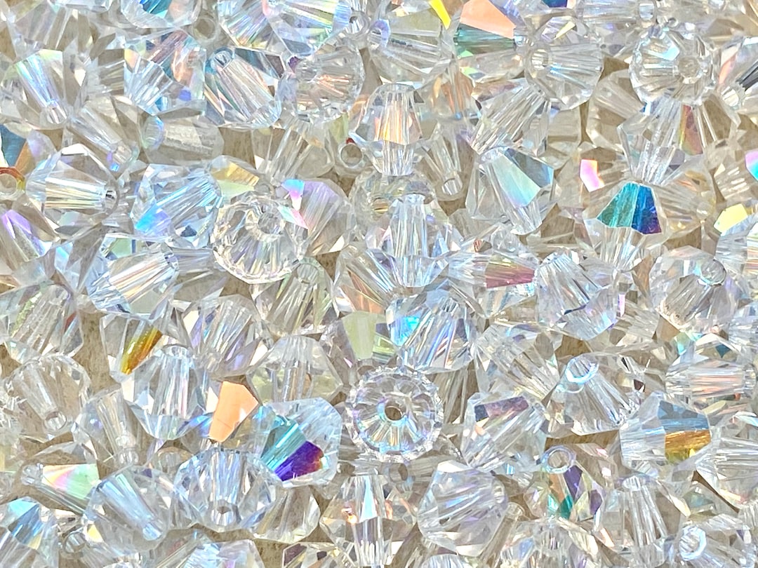 5mm AB Crystal Bicone, Crystal Beads, Glass Bicones , Faceted Bead ...
