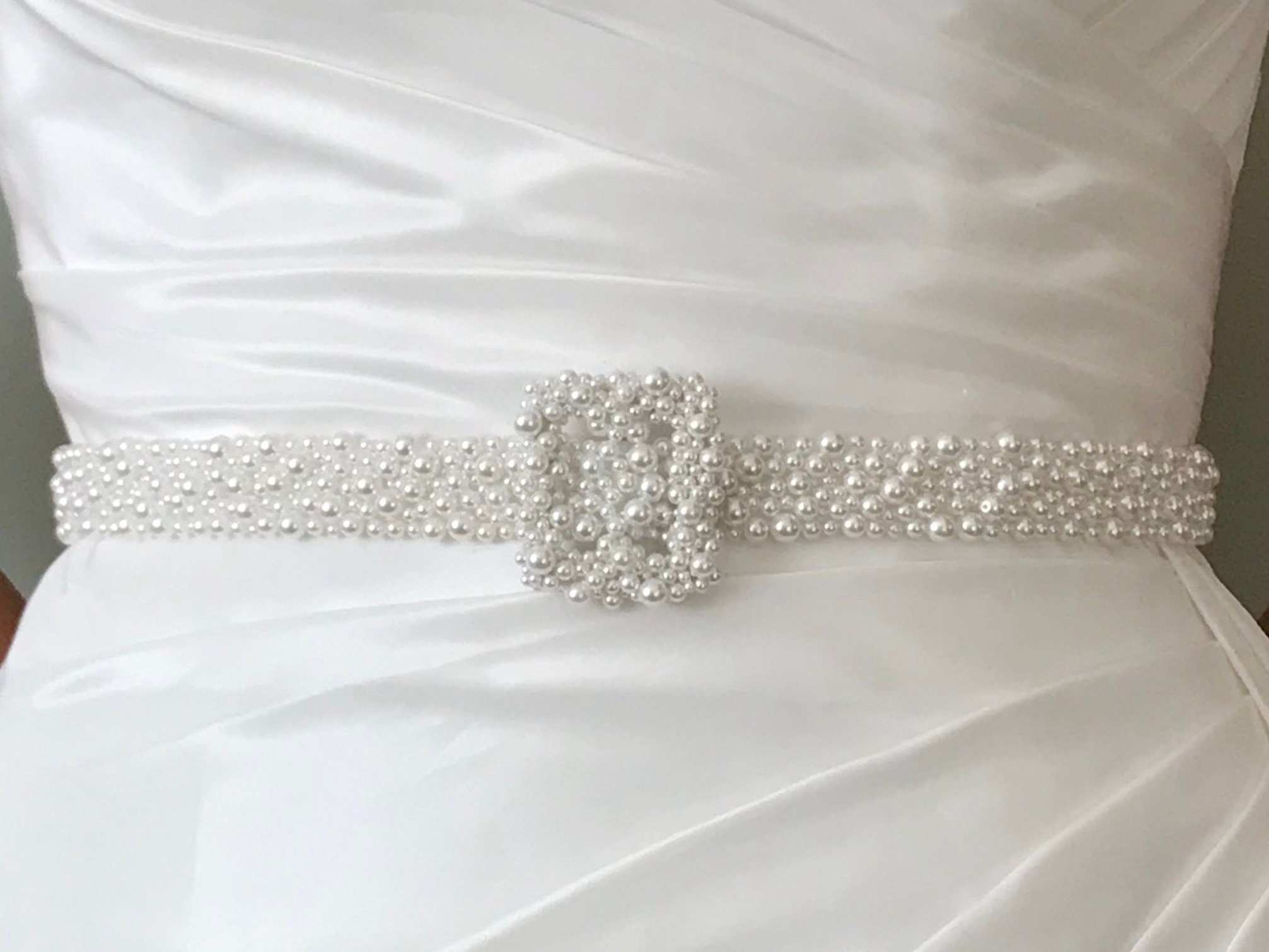 Handmade Bridal Pearl Belt With Beaded Buckle - MEGAN - Etsy