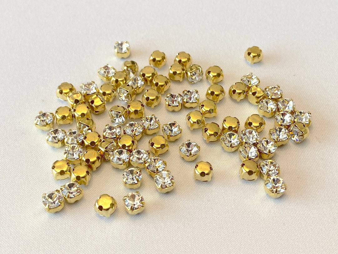 4.5mm Chaton Montees, 19ss in Gold Setting ,4.5mm Chaton, Sew on Stone ...