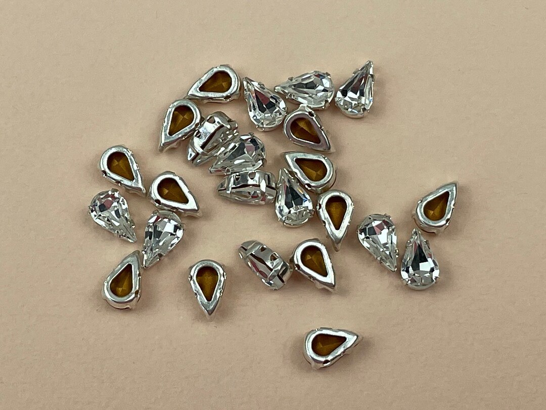 Crystal Pears , 8 X 4mm Pear in Setting, 10 X 6mm Pear in Setting on ...