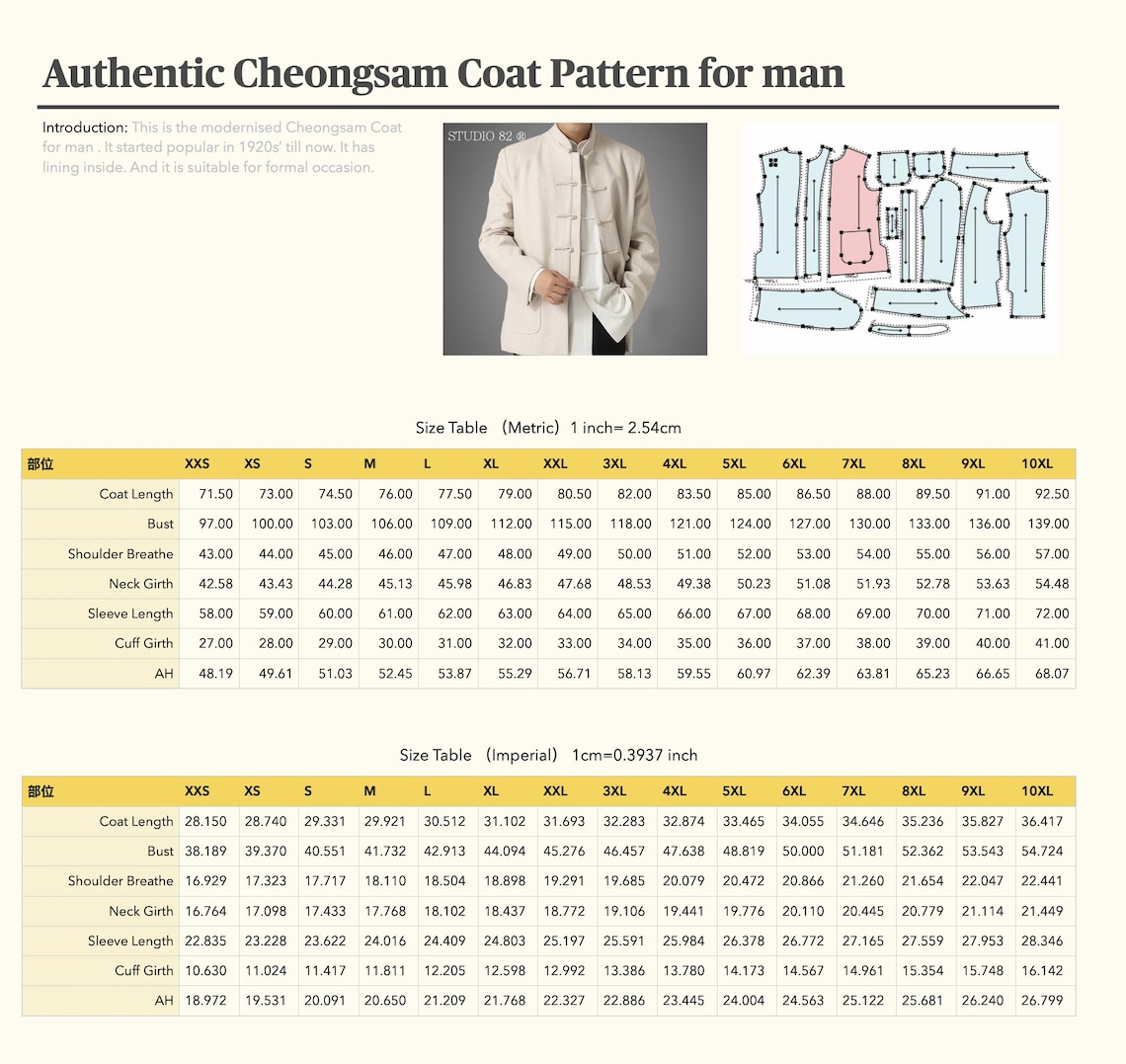 Tang Suit Sewing Pattern: Traditional Chinese Jacket (PDF) - Etsy