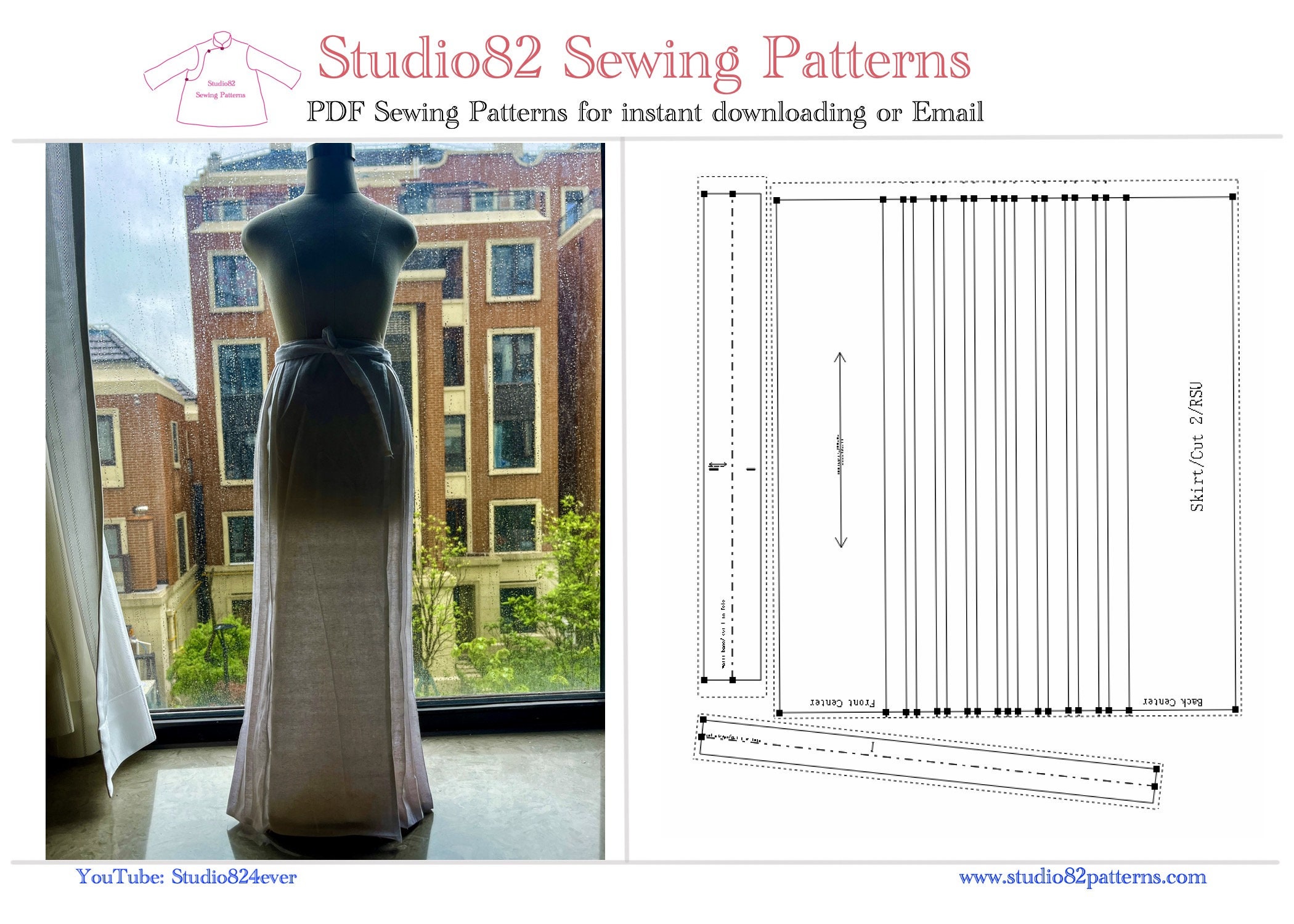 Digital Sewing Pattern of Horse-face Skirth Silhouette With Video ...