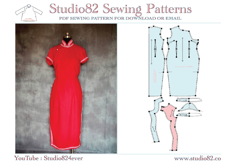 Cheongsam Sewing Pattern: Modern Qipao With Short Sleeves (PDF Pattern ...