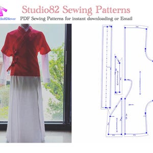 PDF Sewing Pattern of Half Sleeve Coat With Cross Collar/hanfu Pattern ...