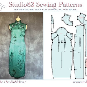 Digital PDF Sewing Pattern of Sleeveless Double Jin Cheongsam/studio82/cheongsam Sewing Pattern ...