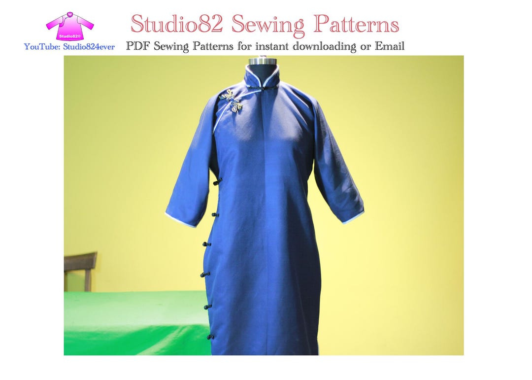 Qipao Sewing Pattern: Vintage Cheongsam With Mandarin Collar (PDF ...