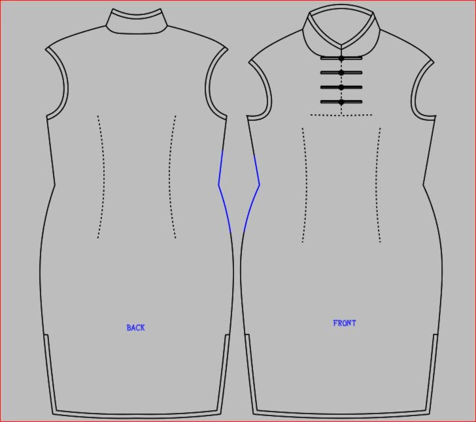 Cap Sleeve Standing Collar Cheongsam Style Dress PDF Pattern - Etsy