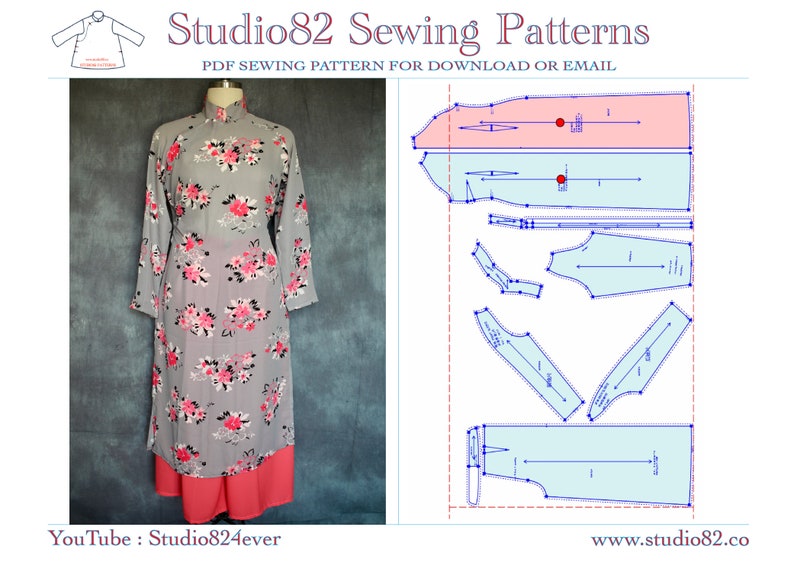 Áo Dài Sewing Pattern in PDF Format / STUDIO82 - Etsy